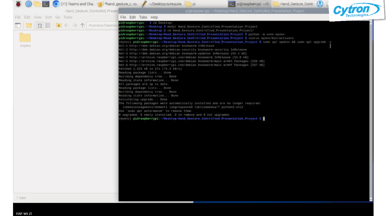Hand Gesture Controlled Presentation using Raspberry Pi, OpenCV & MediaPipe