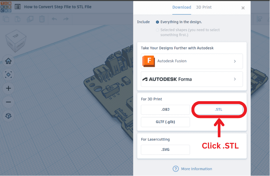 How to Convert STEP File to STL File and Edit using TINKERCAD
