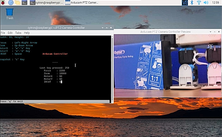 Installation for 8MP Pan Tilt Zoom Camera on Raspberry Pi