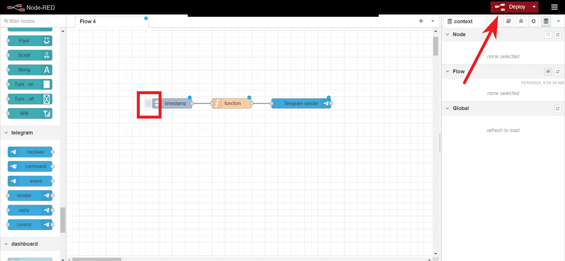 IRIV PiControl - How to request send data to your telegram on Node-RED
