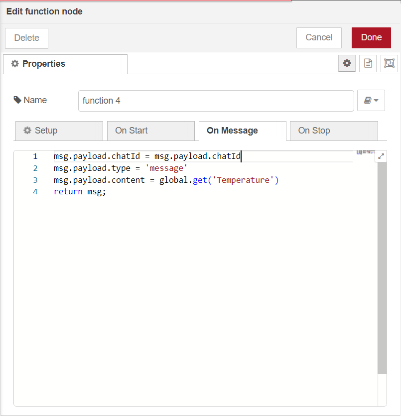 IRIV PiControl - How to request send data to your telegram on Node-RED