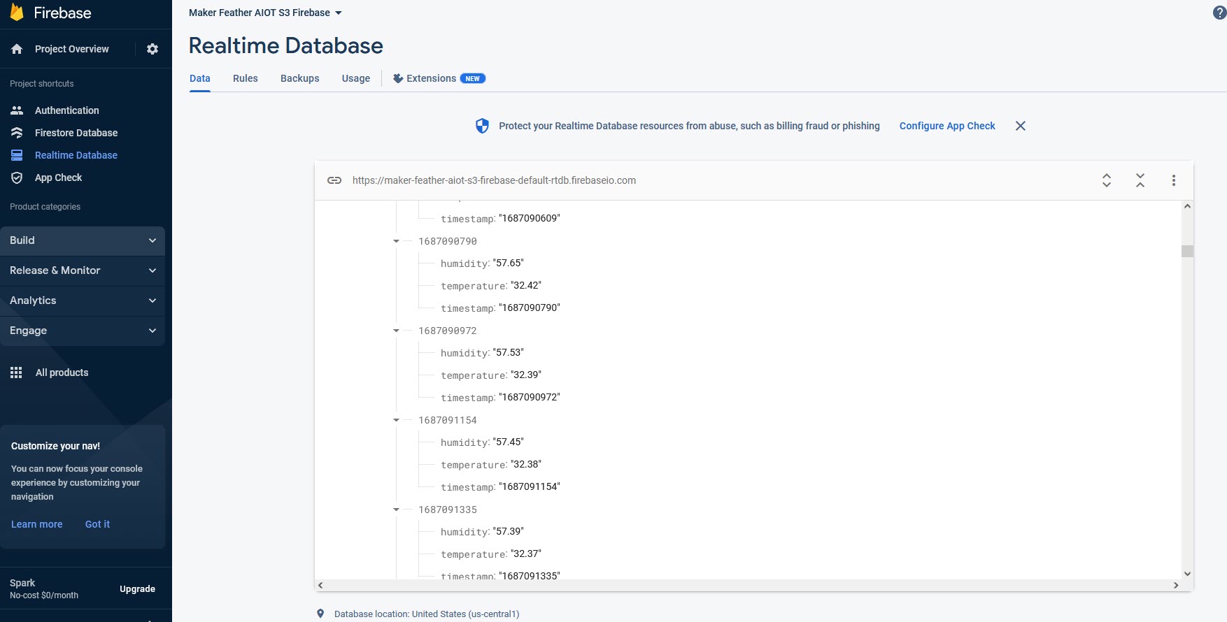 Maker Feather AIOT S3 Data Logging To Firebase