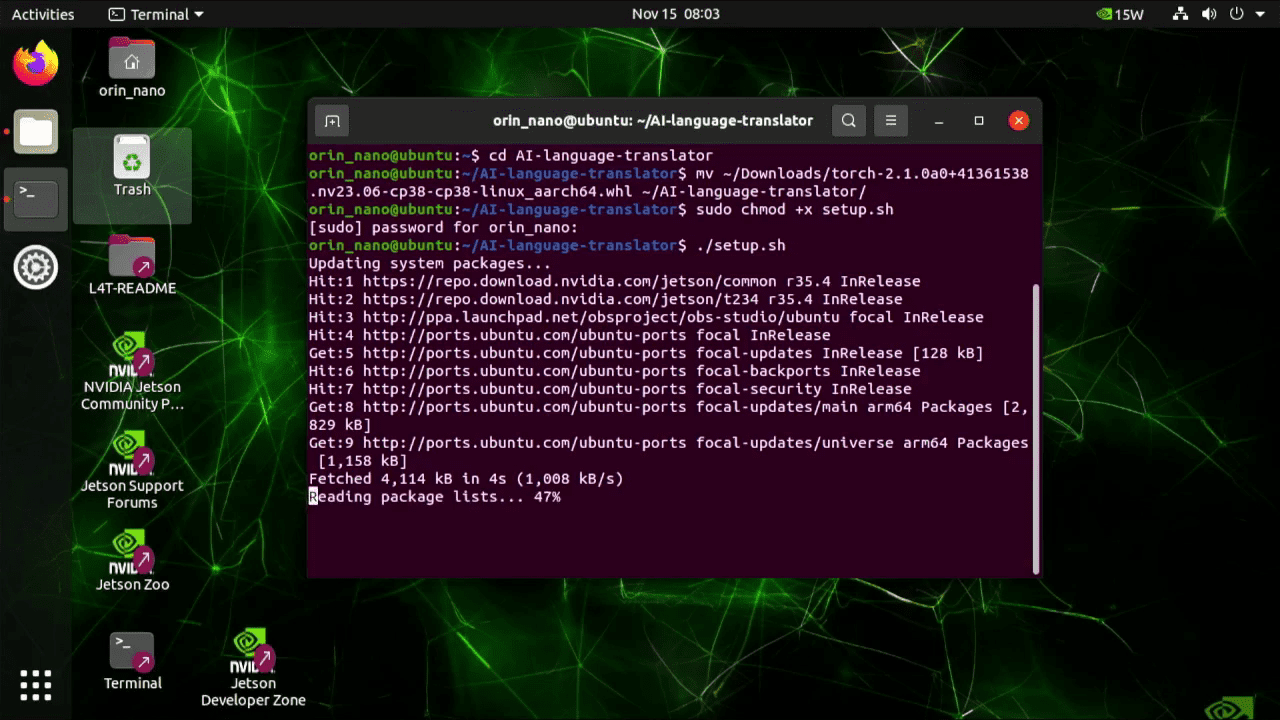 NVIDIA Jetson Orin Nano: Speech-to-Text AI Language Translation