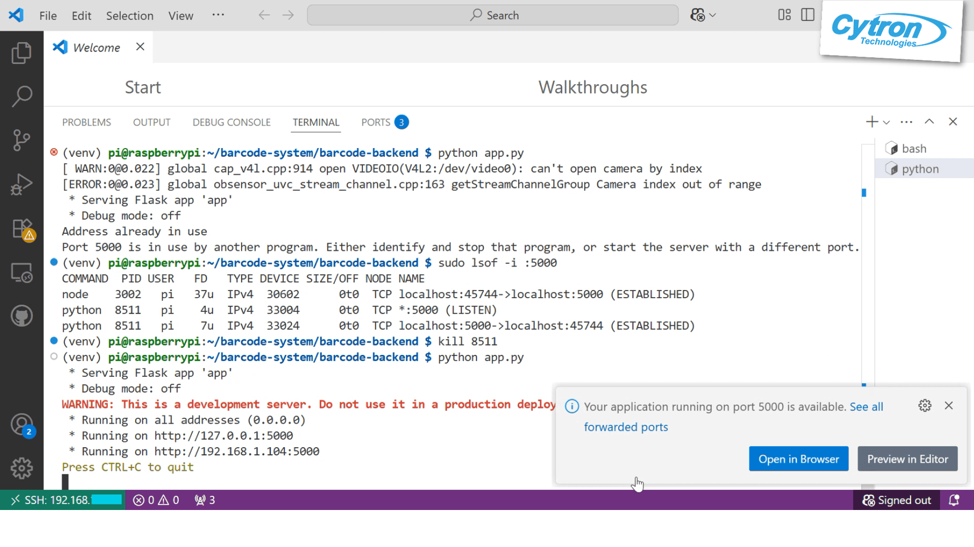Raspberry Pi Barcode Scanner with Real-Time Frontend & Backend