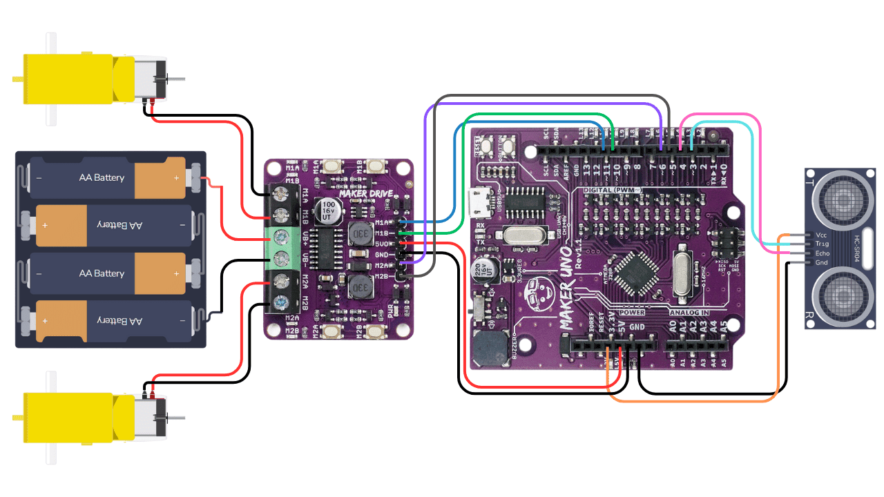 Robo Base Mini Obstacle Avoidance Robot with Maker UNO and Maker Drive