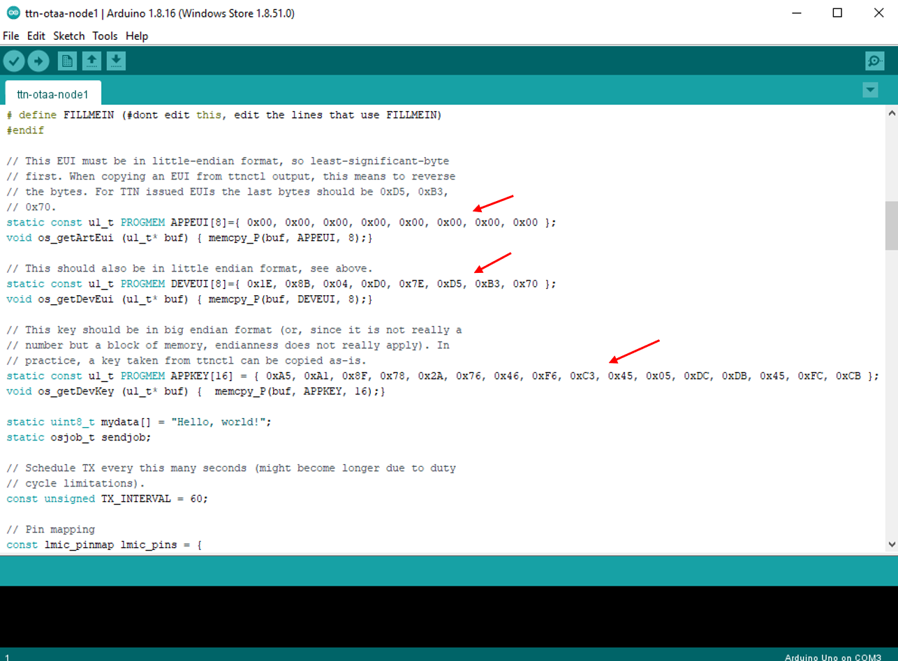 Sending Data From Node to The Things Stack
