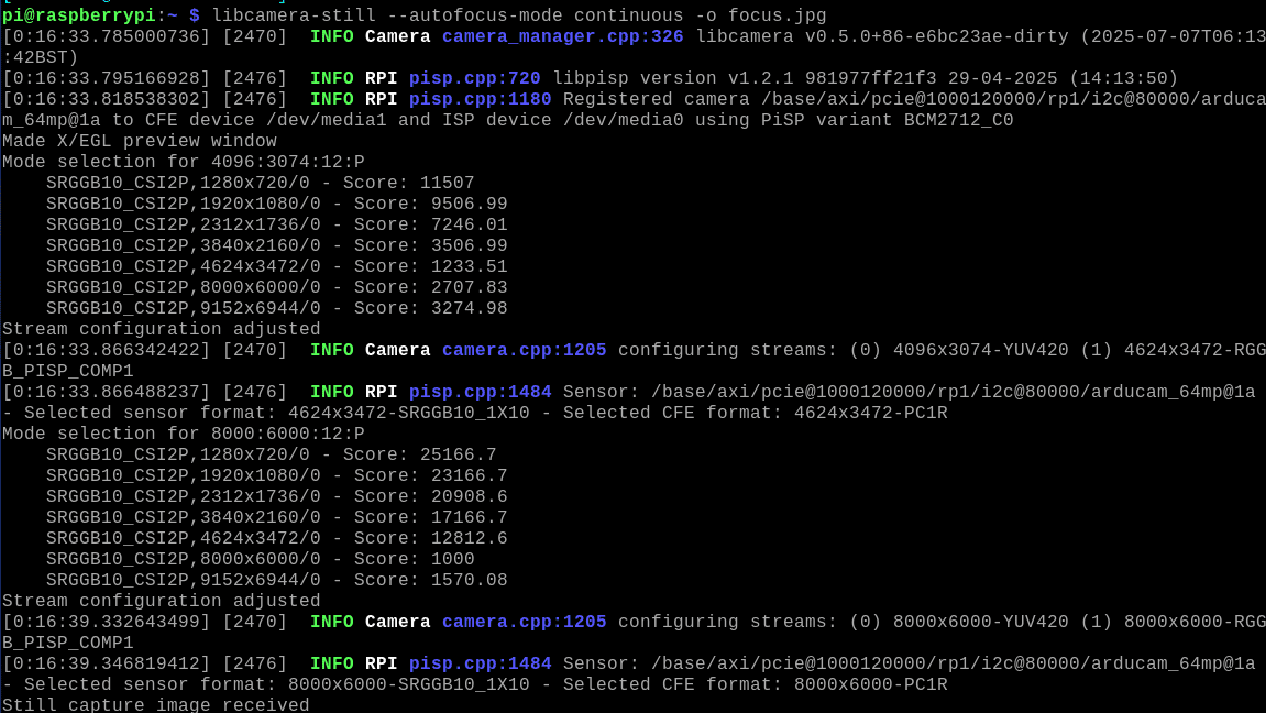 Getting Started With Arducam 64mp Hawkeye Autofocus Camera On Raspberry Pi 5