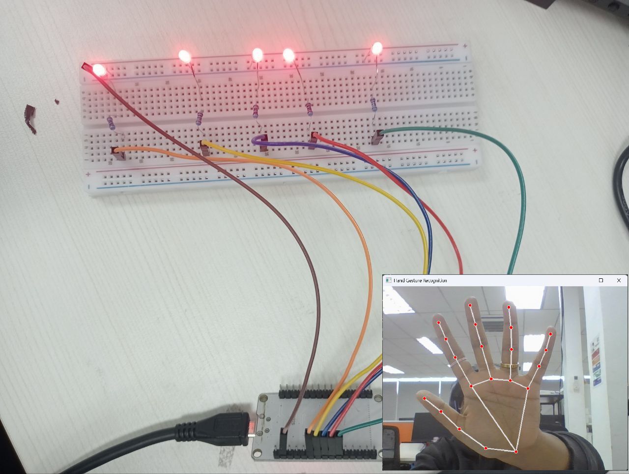 ESP32 Hand Gesture Control with Mediapipe