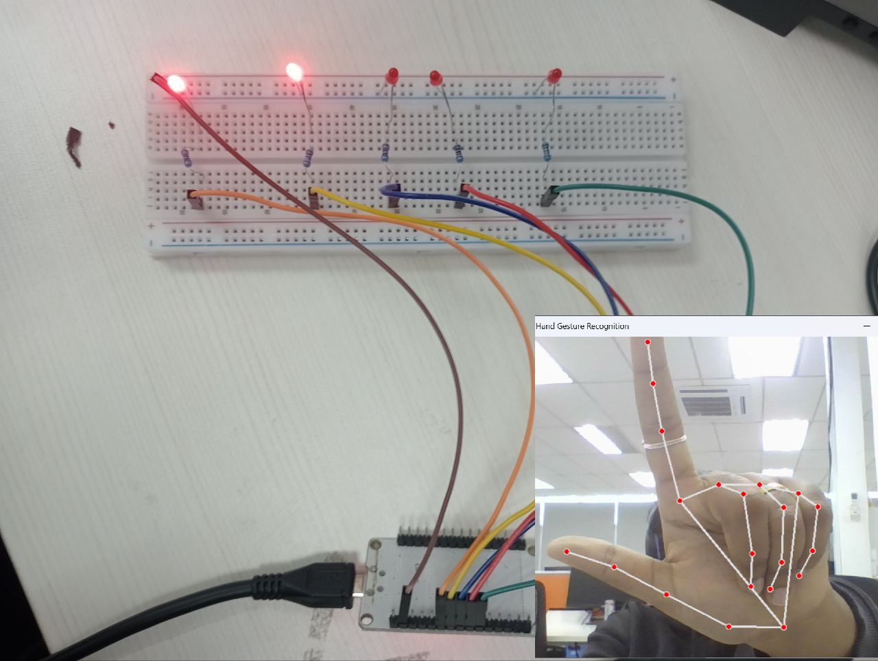 ESP32 Hand Gesture Control with Mediapipe
